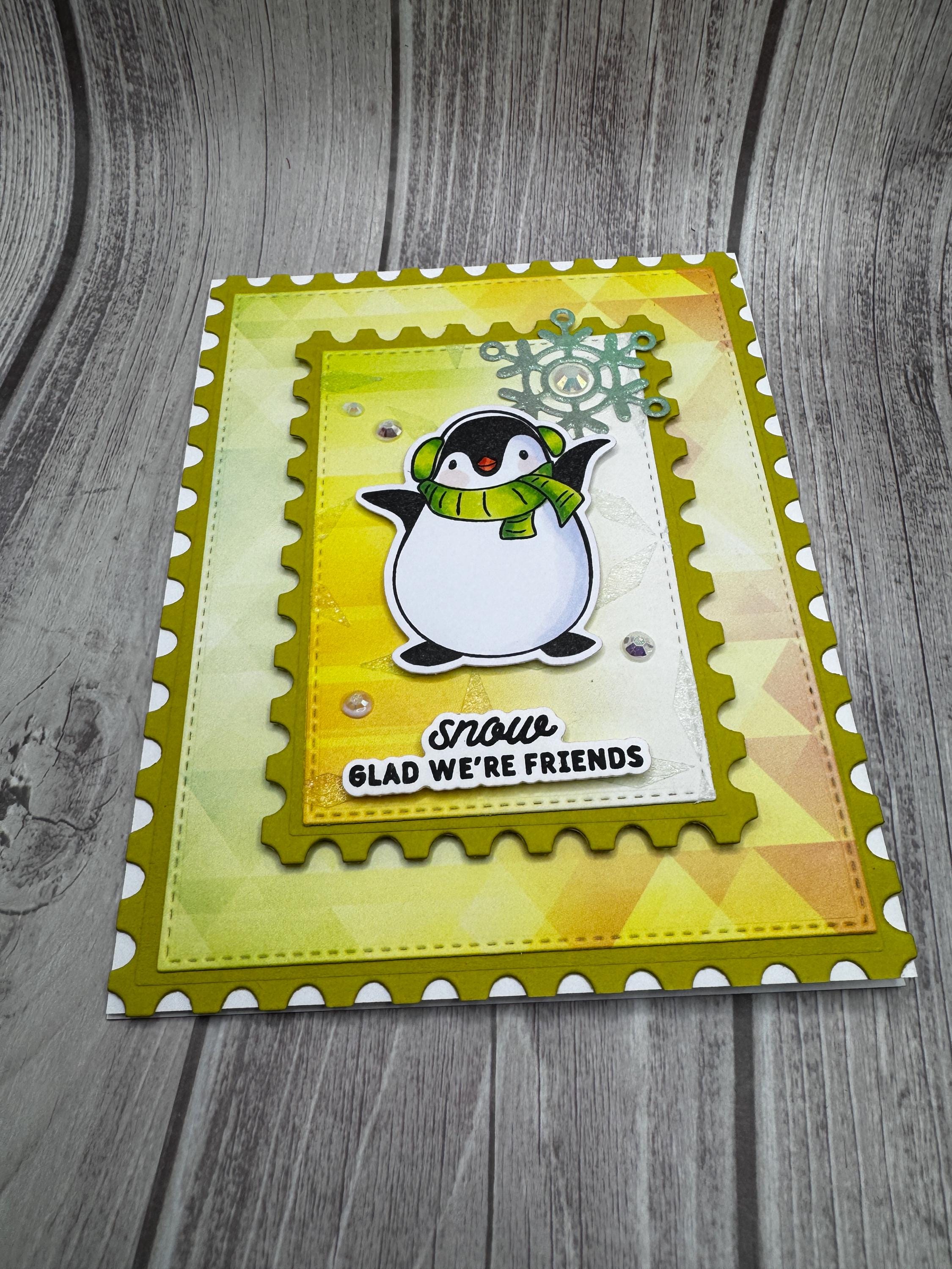 Penguin Snow Glad We’re Friends - Blank Notecard, Greetings Card ...