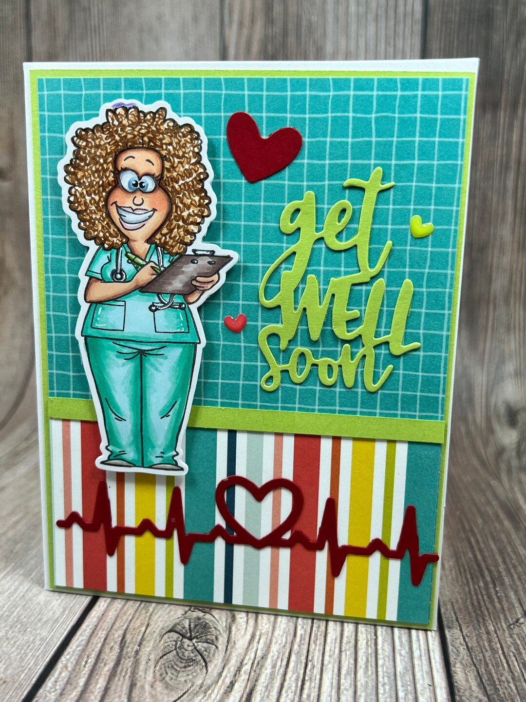 Get Well Soon Nurse Notecard, Greetings Card, Handmade Card, Speedy ...