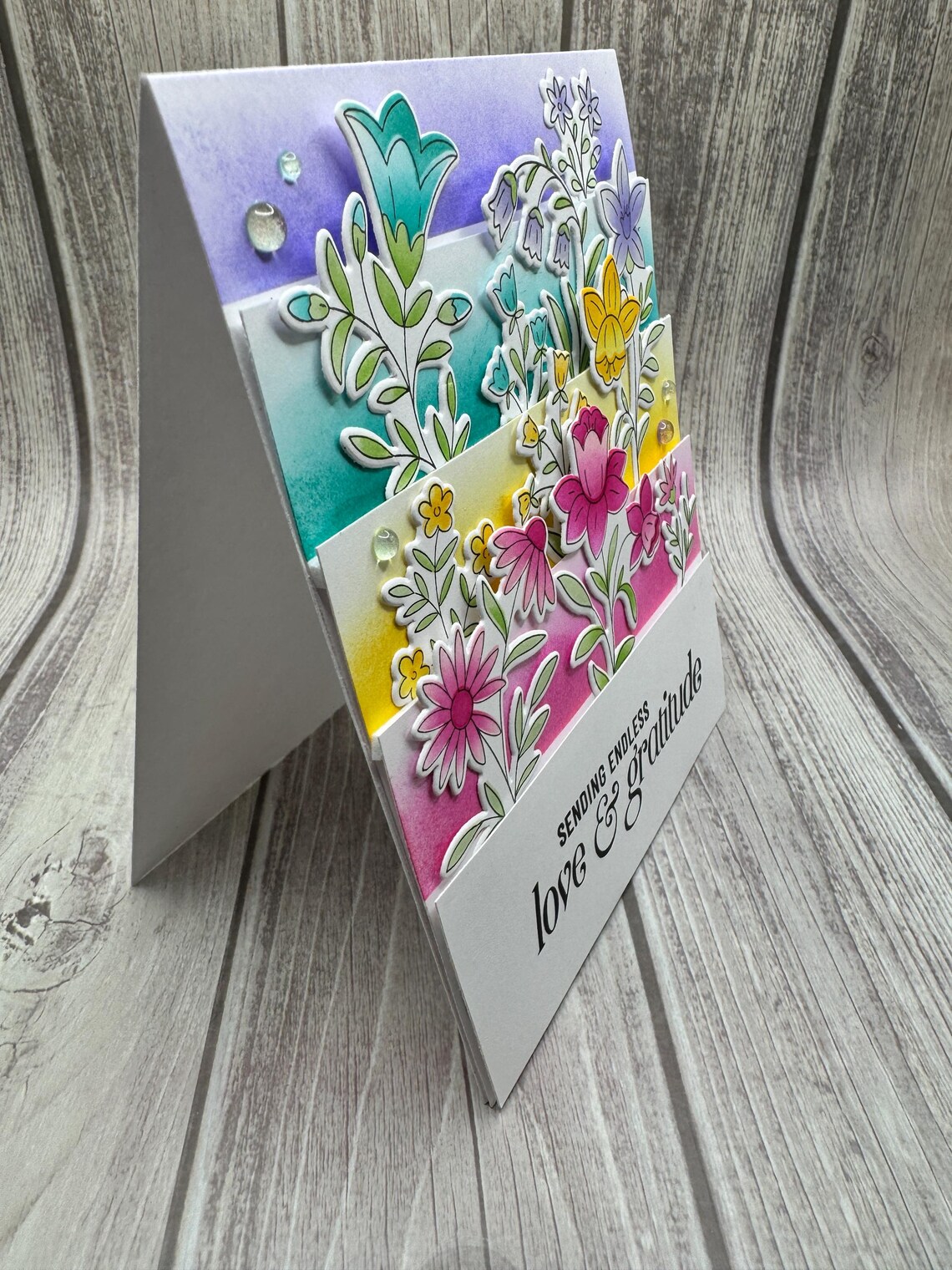 Love and Gratitude Flower Garden Notecard, Greetings Card, Handmade ...