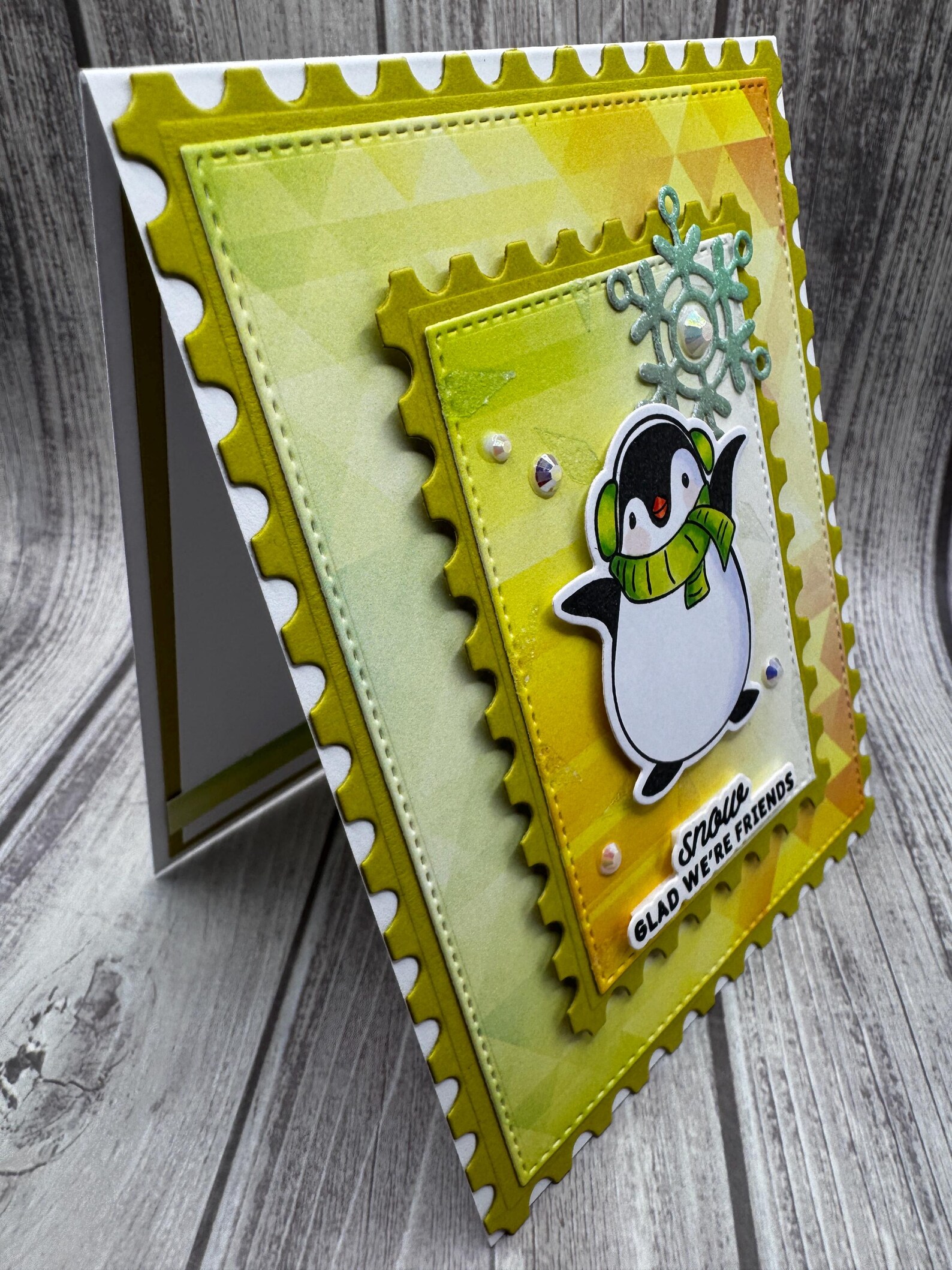 Penguin Snow Glad We’re Friends - Blank Notecard, Greetings Card ...