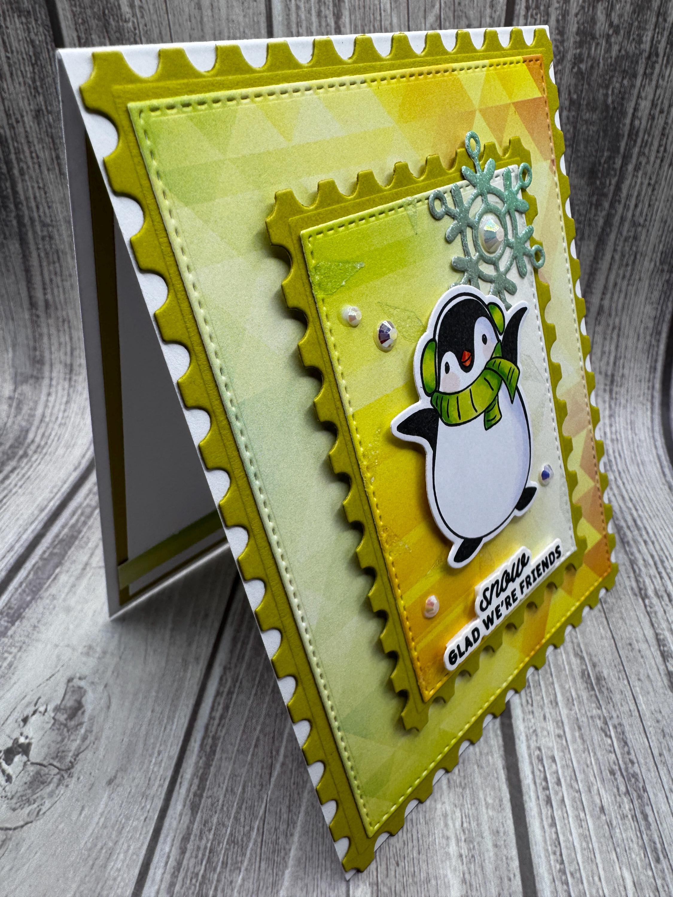 Penguin Snow Glad We’re Friends - Blank Notecard, Greetings Card ...
