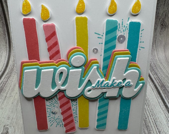 Make A Wish Candles Birthday Blank Notecard, Greetings Card, Handmade ...