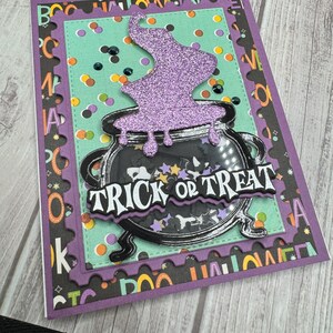 Halloween Cauldron Shaker Card- Blank Notecard, Greetings Card ...