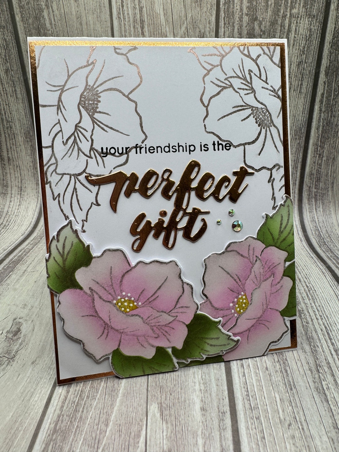 Perfect Gift Frienship Pink/copper Blank Notecard, Greetings Card ...
