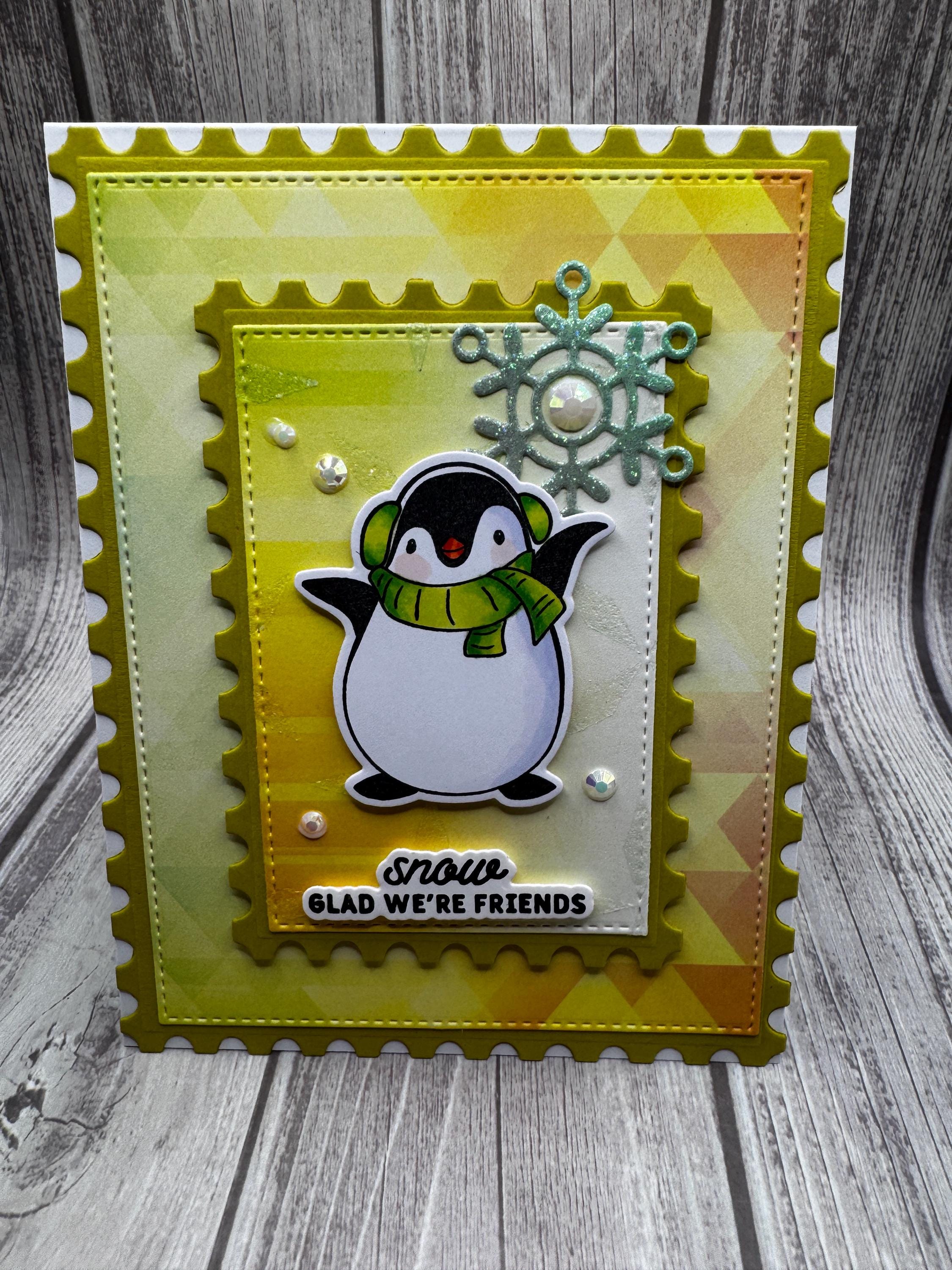 Penguin Snow Glad We’re Friends - Blank Notecard, Greetings Card ...