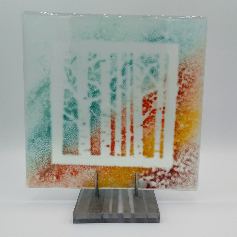 Gray Stripe Fused Glass Display Stand Small - Etsy
