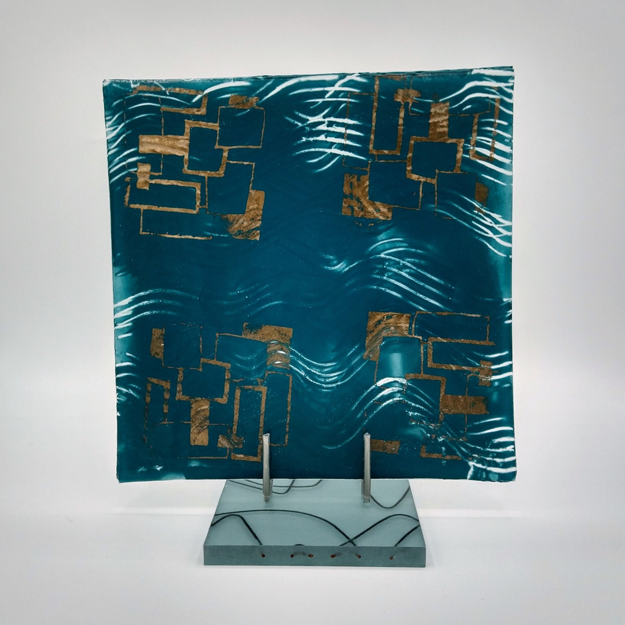 Aqua Wire Fused Glass Display Stand Small - Etsy UK