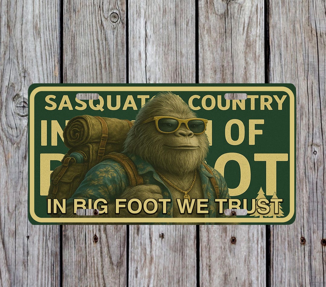 Bigfoot License Plate PNG, Sasquatch License Plate Sublimation Design ...