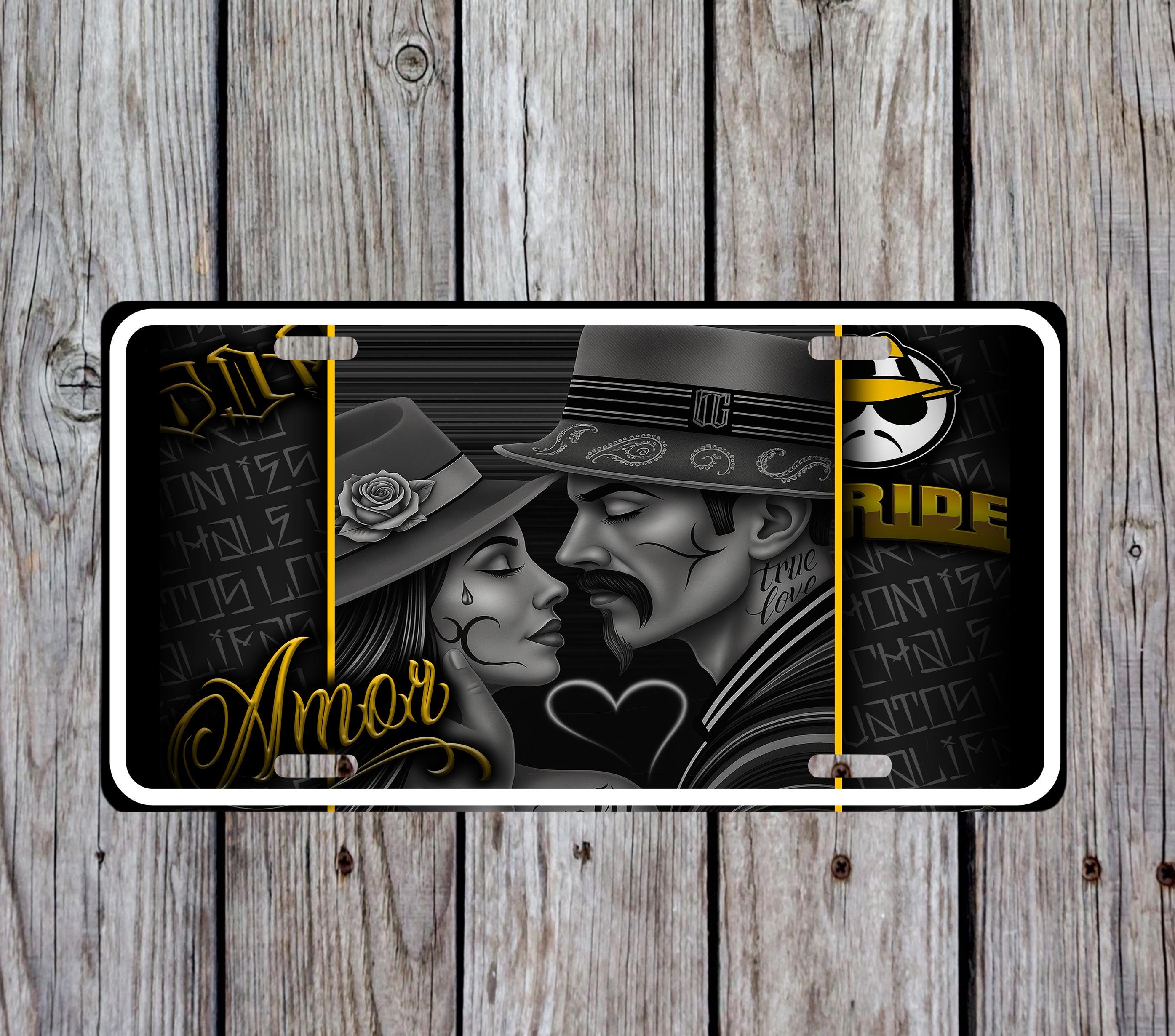 Chicano Couple Png License Plate Sublimation Design PNG, License Plate ...