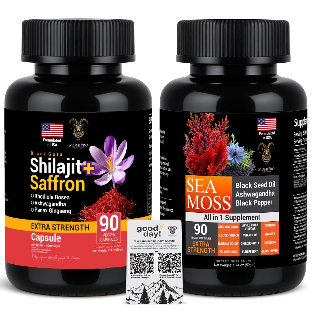 Himalayan Shilajit and Sea Moss Capsules, Ashwagandha, Black Seed Oil ...