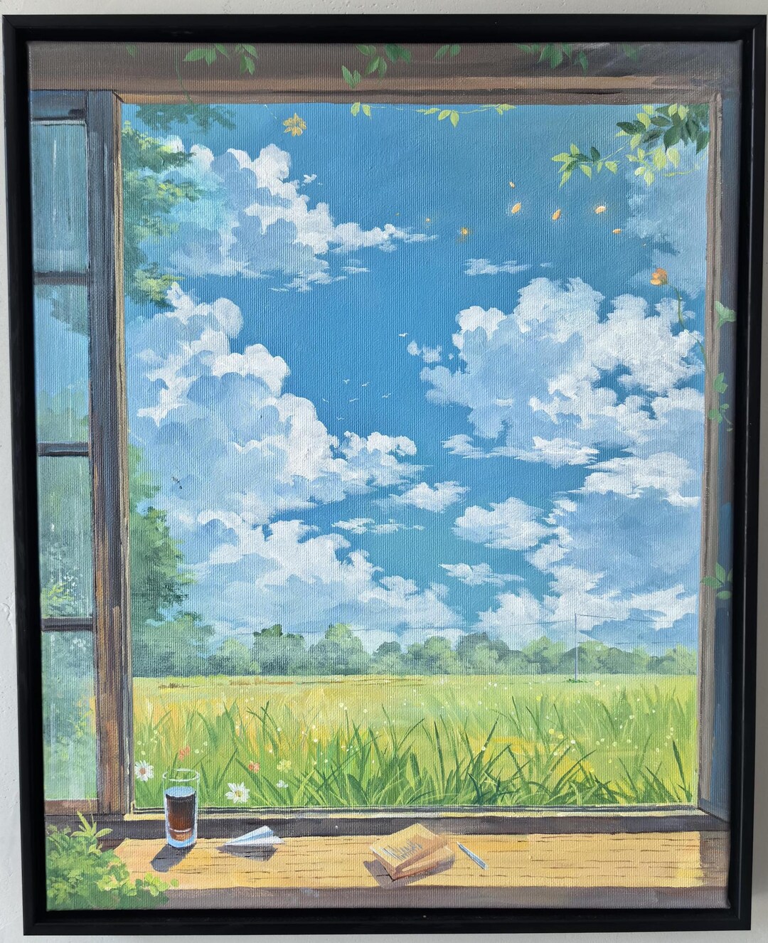 Open Window Landscape Painting, Summer Sky Canvas Art, Nature Wall ...