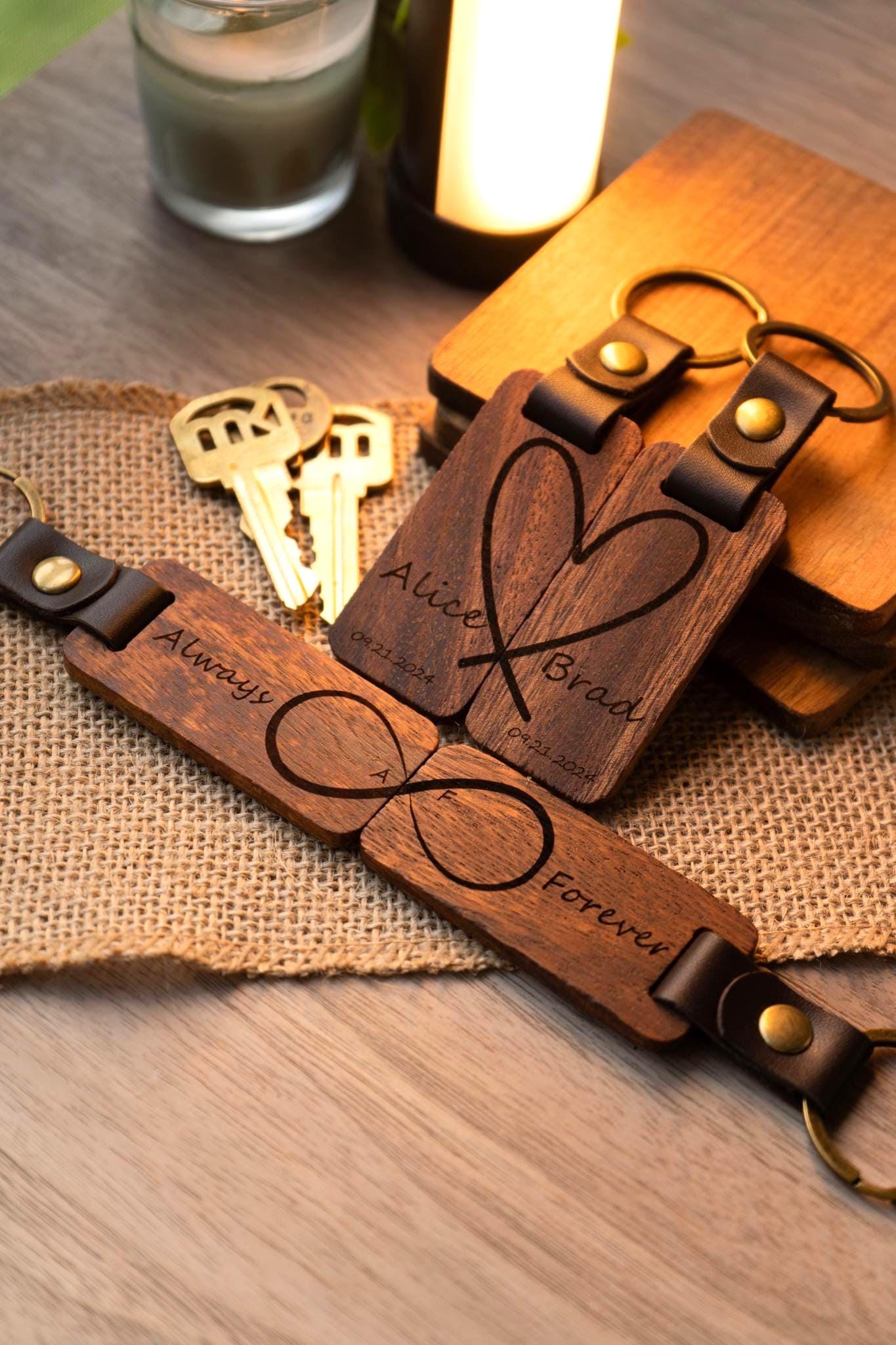 Personalized Couple Keychain Set Engraved Keychain With Names,dates ...