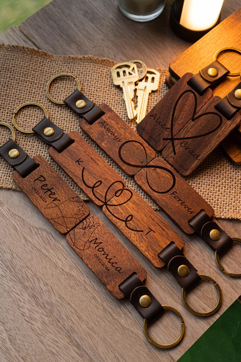 Personalized Couple Keychain Set Engraved Keychain With Names,dates ...