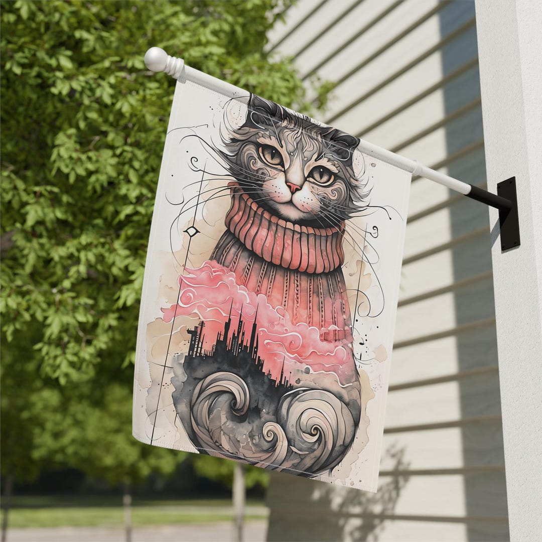 Cat Themed Garden Banner, Whimsical Home Décor, Cozy Cat Art, Outdoor ...