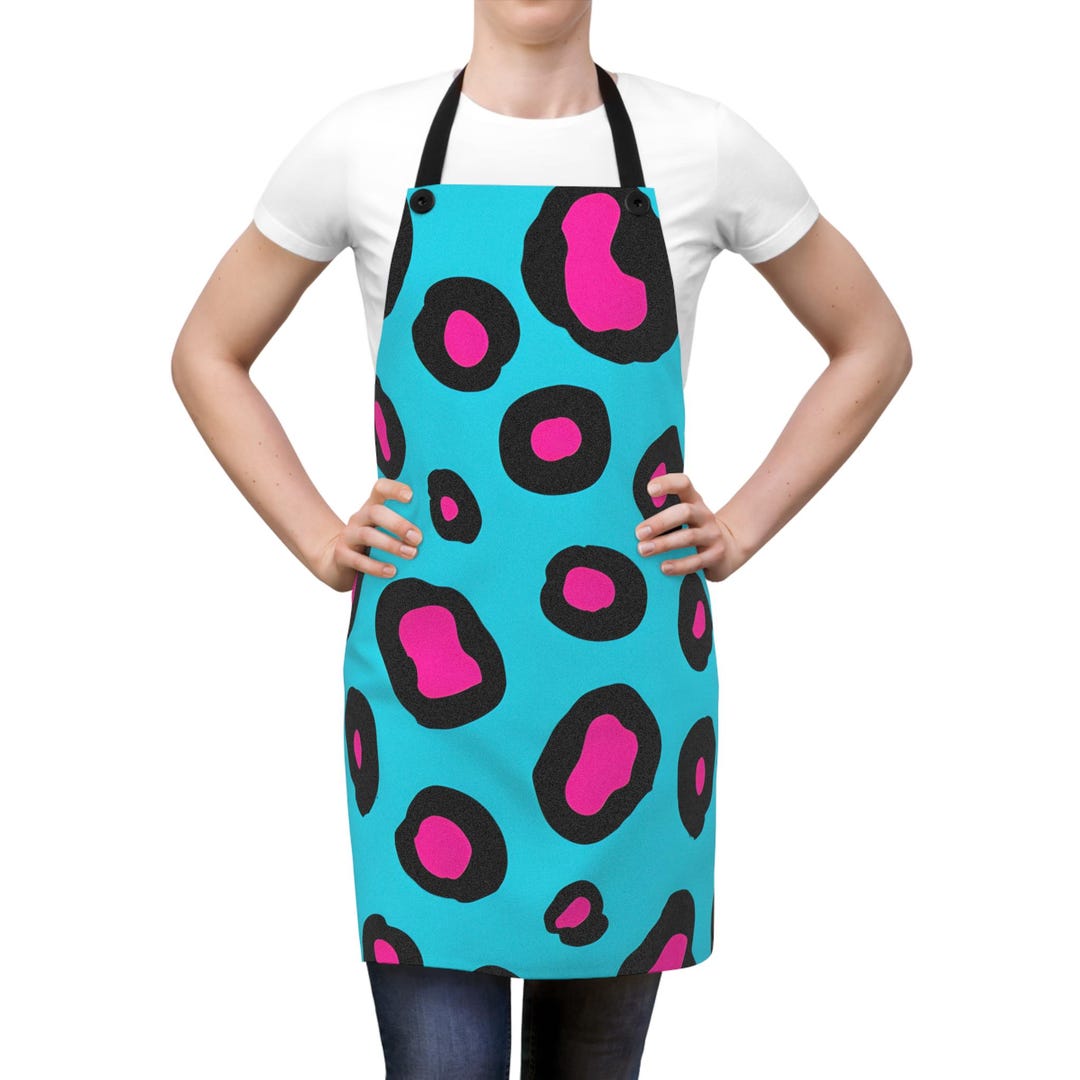 Turquoise Pink Leopard Apron | Animal Print Kitchen Apron - Etsy