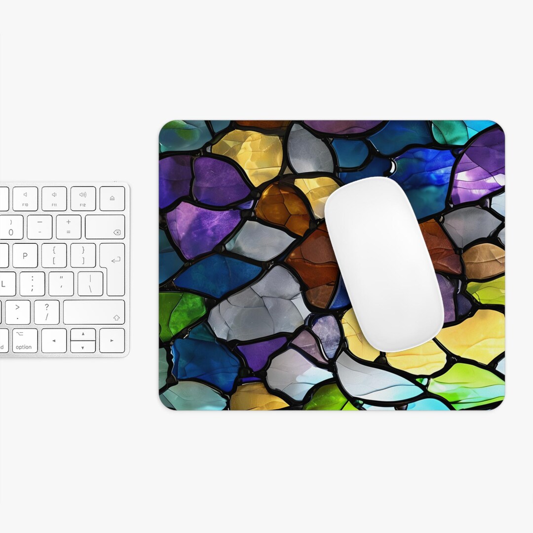 Stained Glass Mosaic Mouse Pad | Colorful Abstract Pattern - Etsy