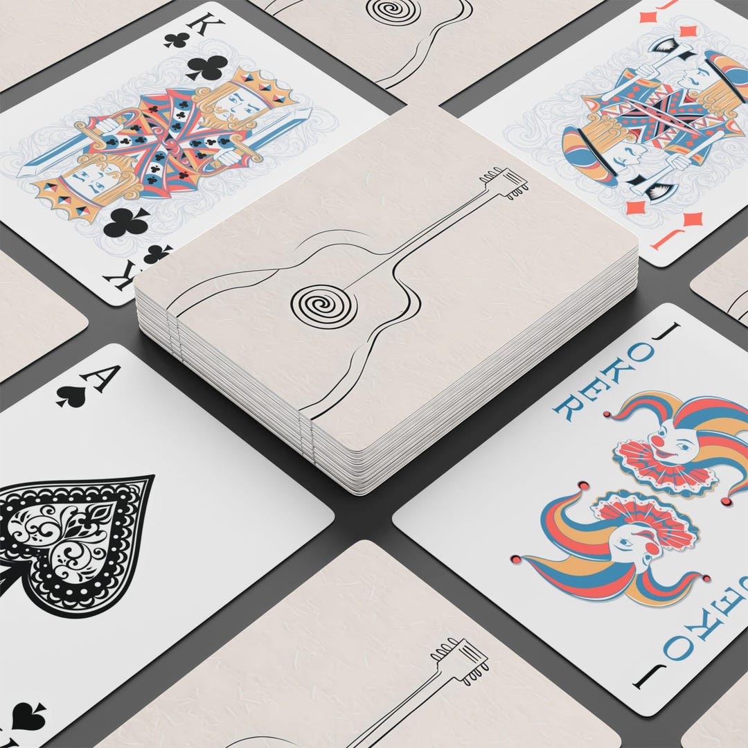 Acoustic Guitar Illustration Poker Playing Cards | Decorative Spade Ace ...