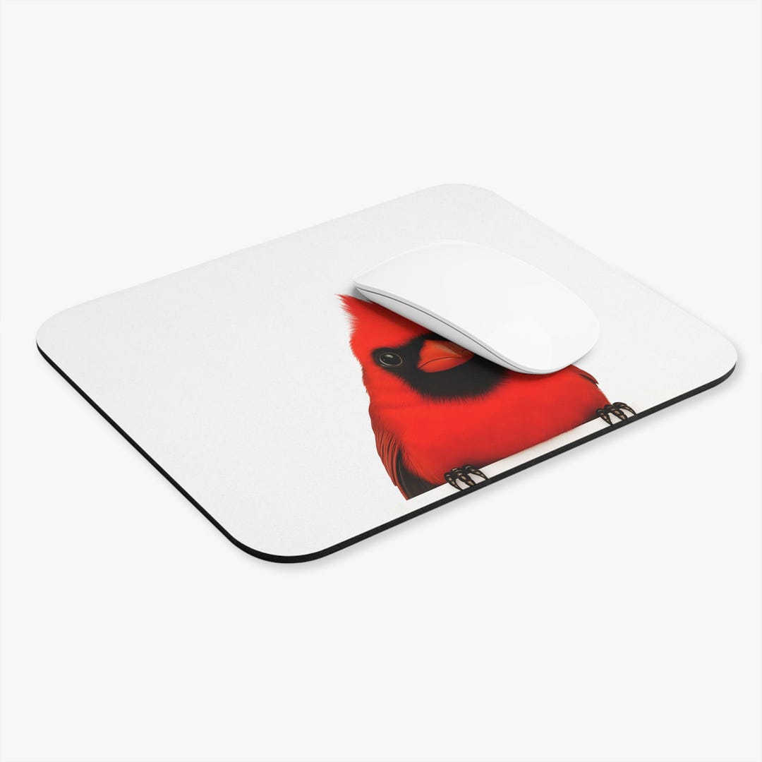 Red Cardinal Illustration Mousepad | Bird Desk Accessory - Etsy