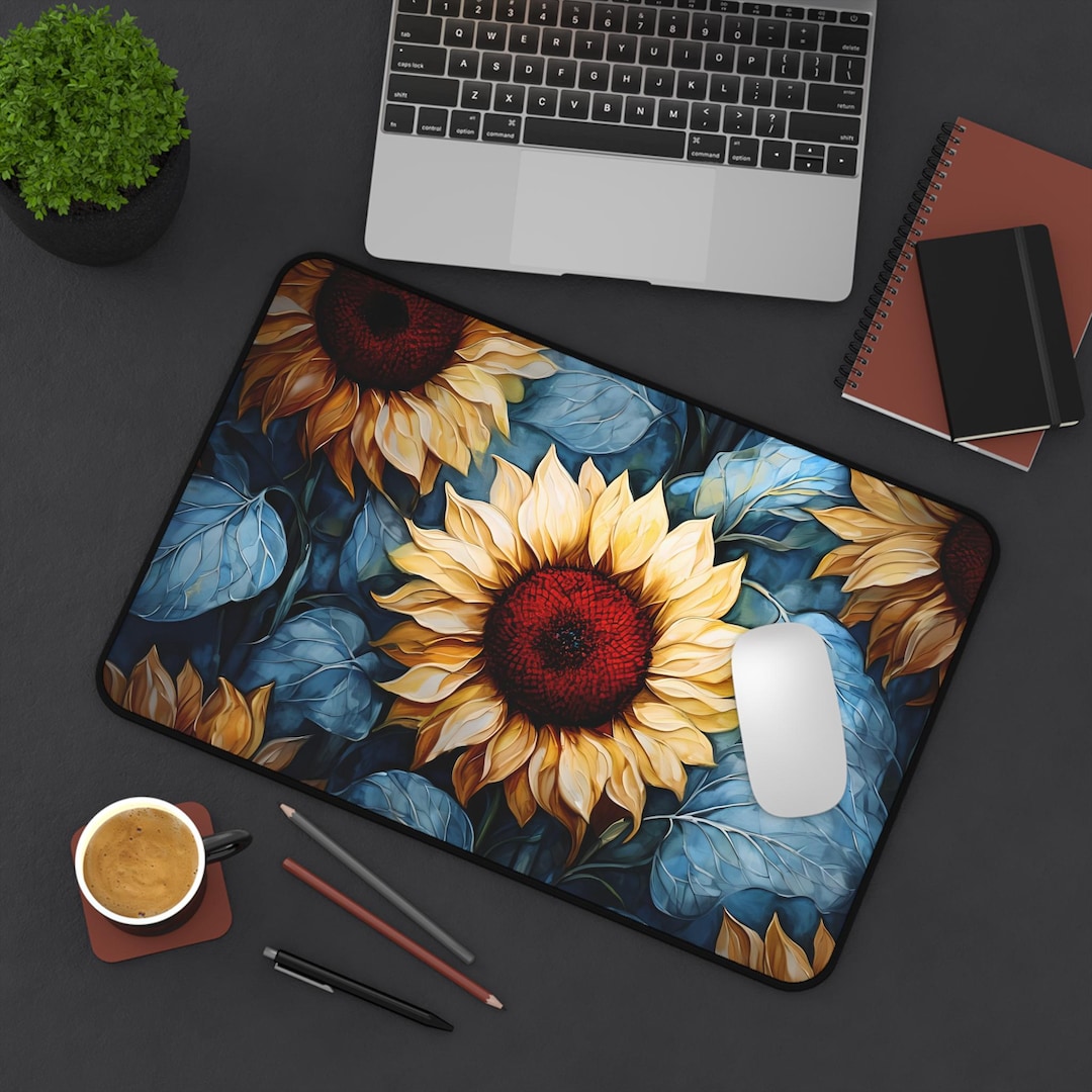 Floral Sunflower Desk Mat, Bright and Cheerful Home Office Decor ...