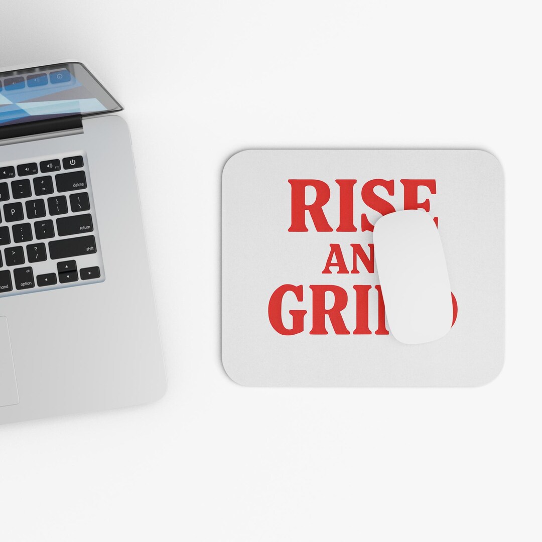 Rise and Grind Mouse Pad | Motivational Desk Mat, Red Typography - Etsy