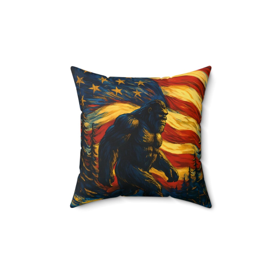Bigfoot American Flag Pillow, Home Decor, Unique Gift, Couch Cushion ...