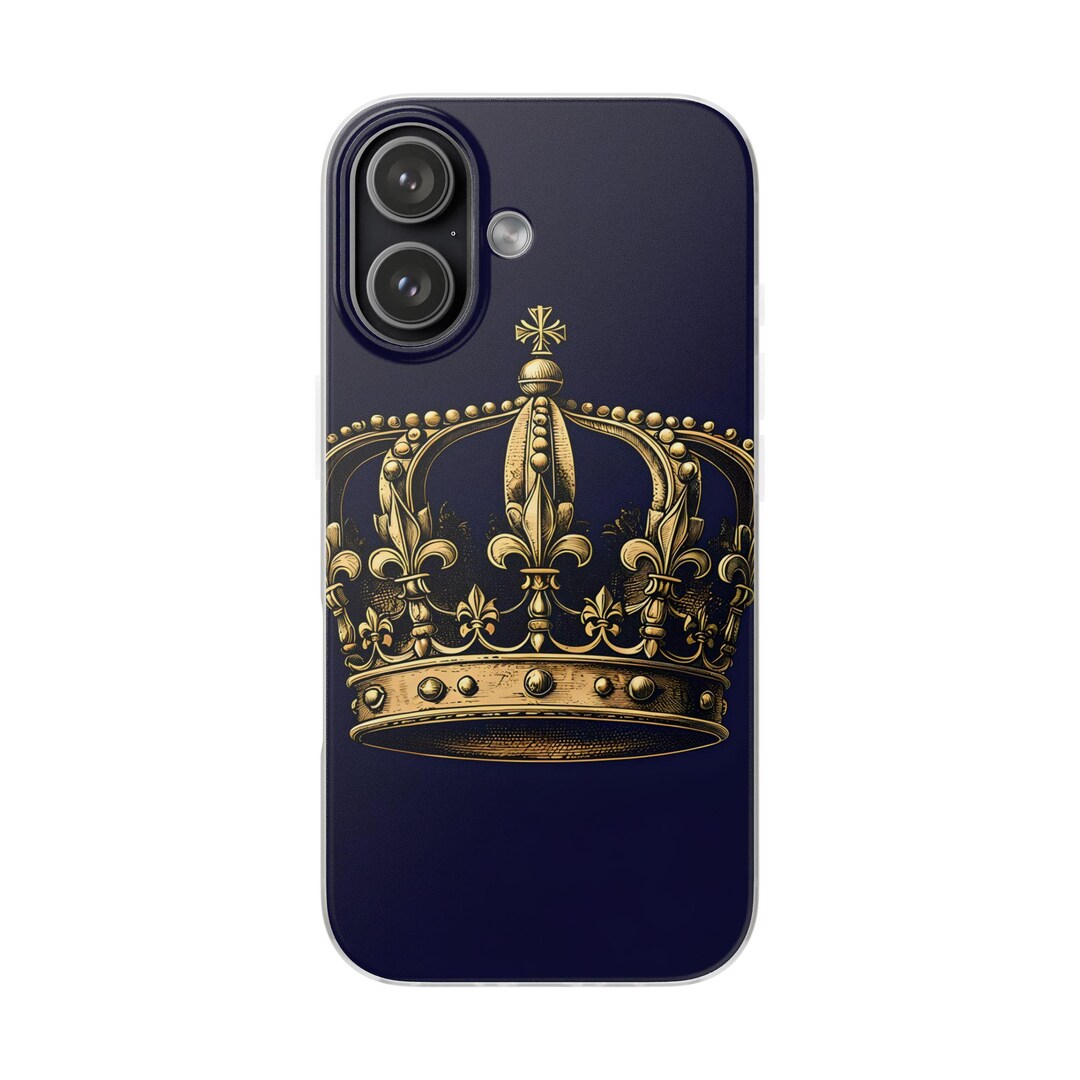 Gold Royal Crown Phone Case | Flexi Case, Regal Crown Design, Navy ...