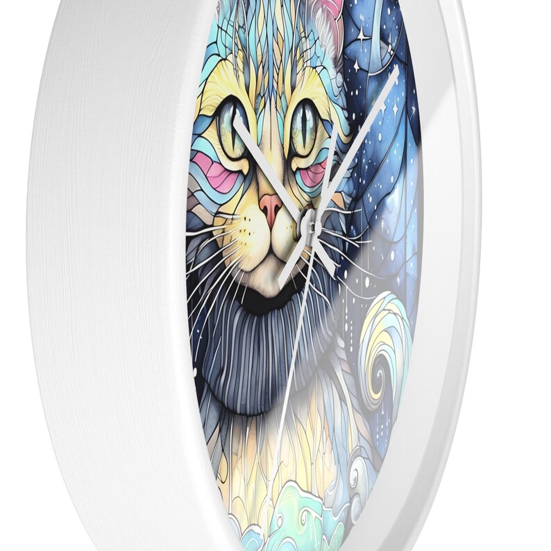 Reloj de pared con diseño de gato majestuoso, decoración colorida para ...