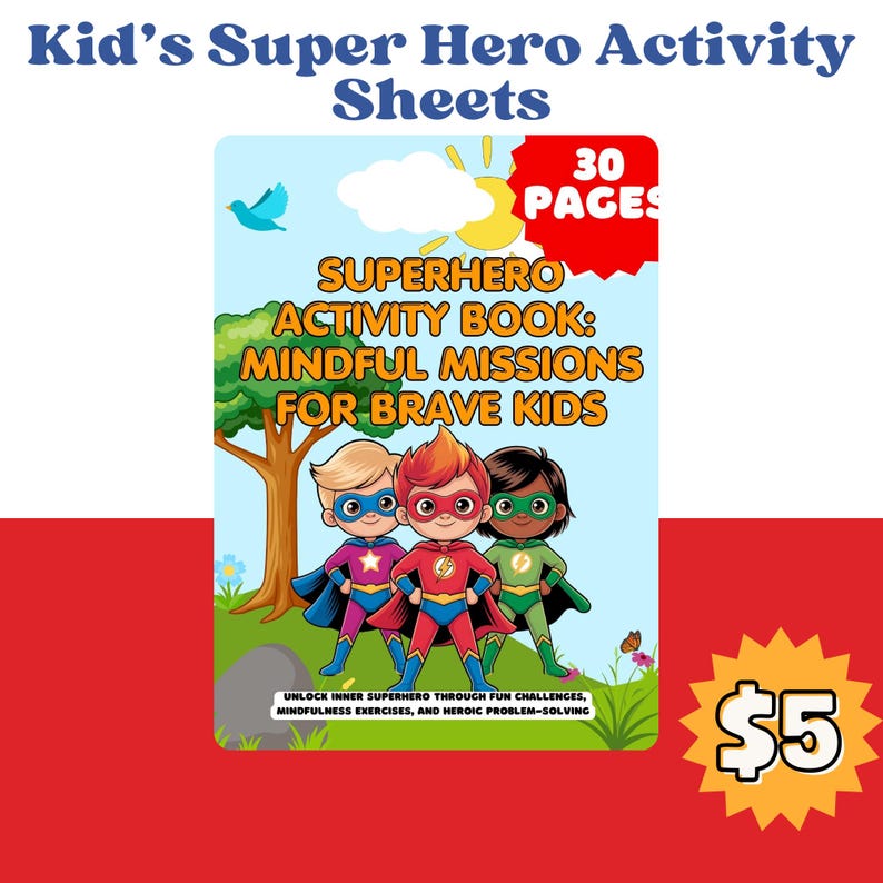 Kids Activity Sheets Super Hero Theme Printable Homeschooling Workbook ...