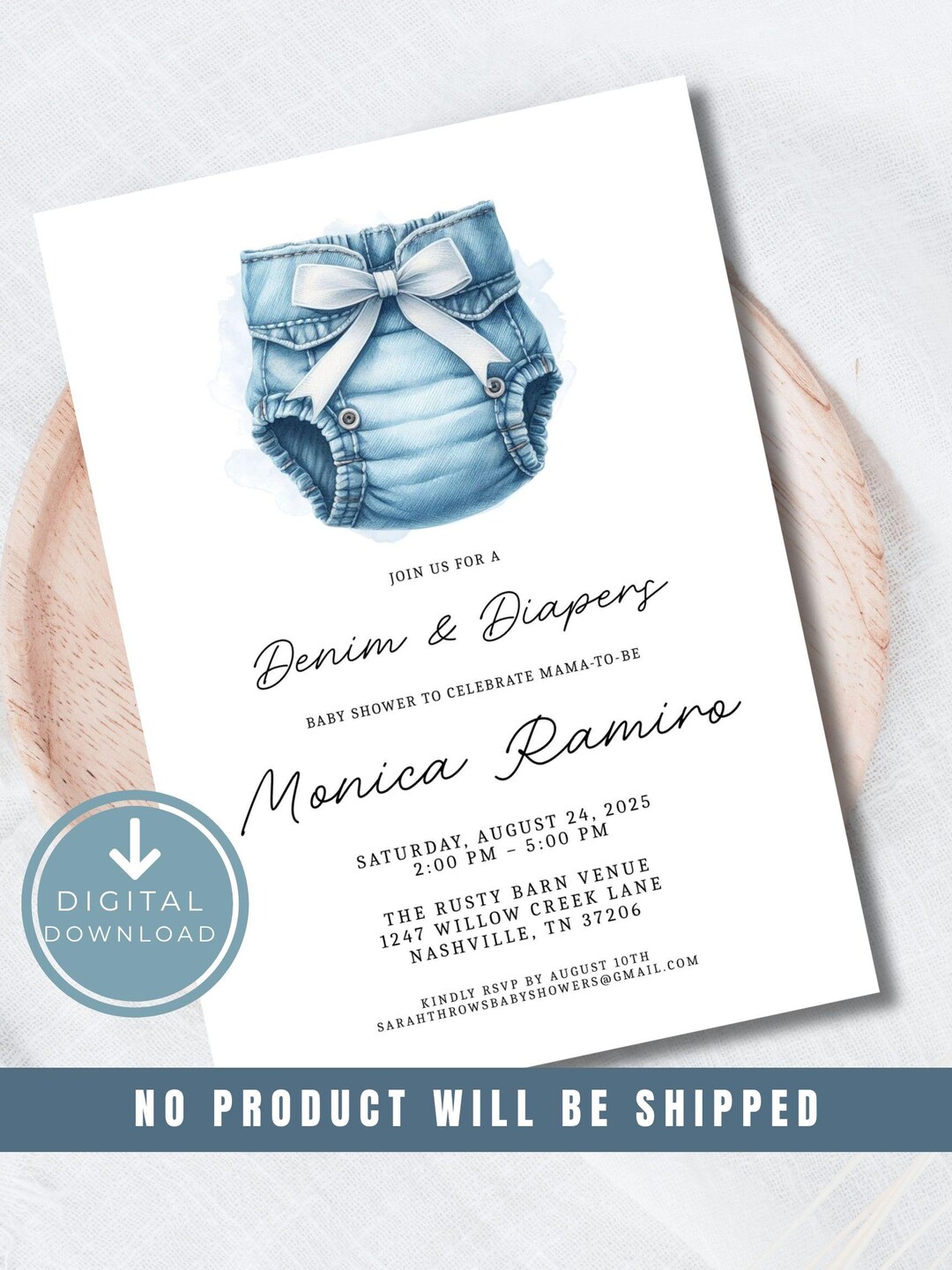 Denim and Diapers Baby Shower Blue Jean Baby Shower Invitation Gender ...