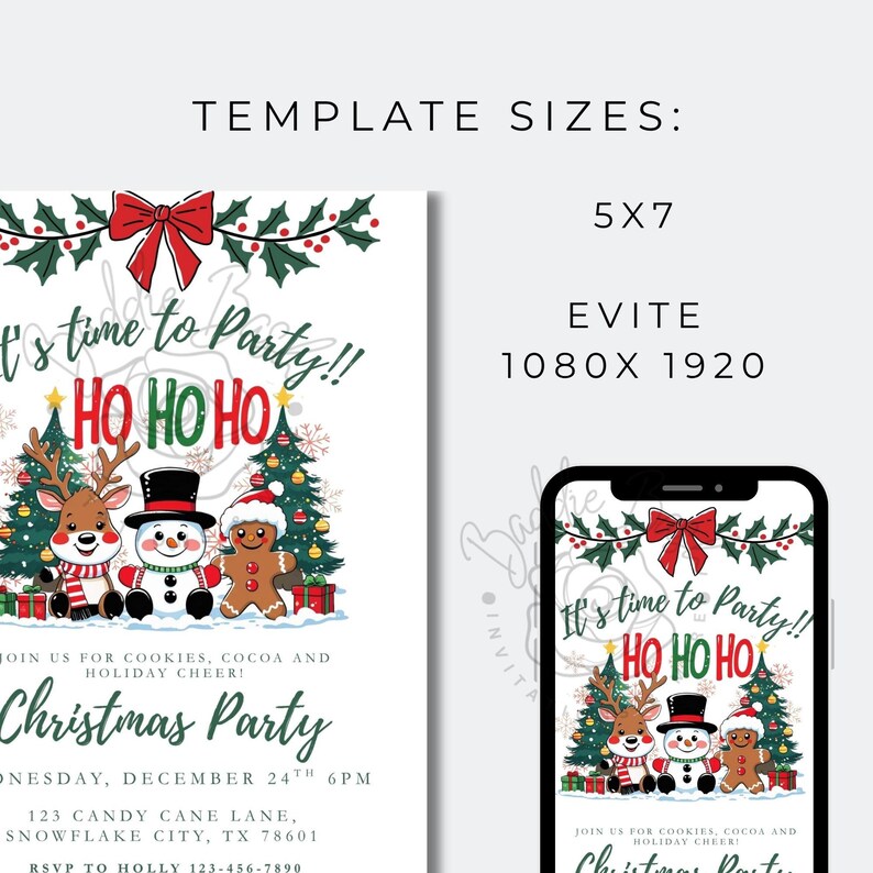Editable Christmas Invitation Printable Christmas Party Cute Kids ...