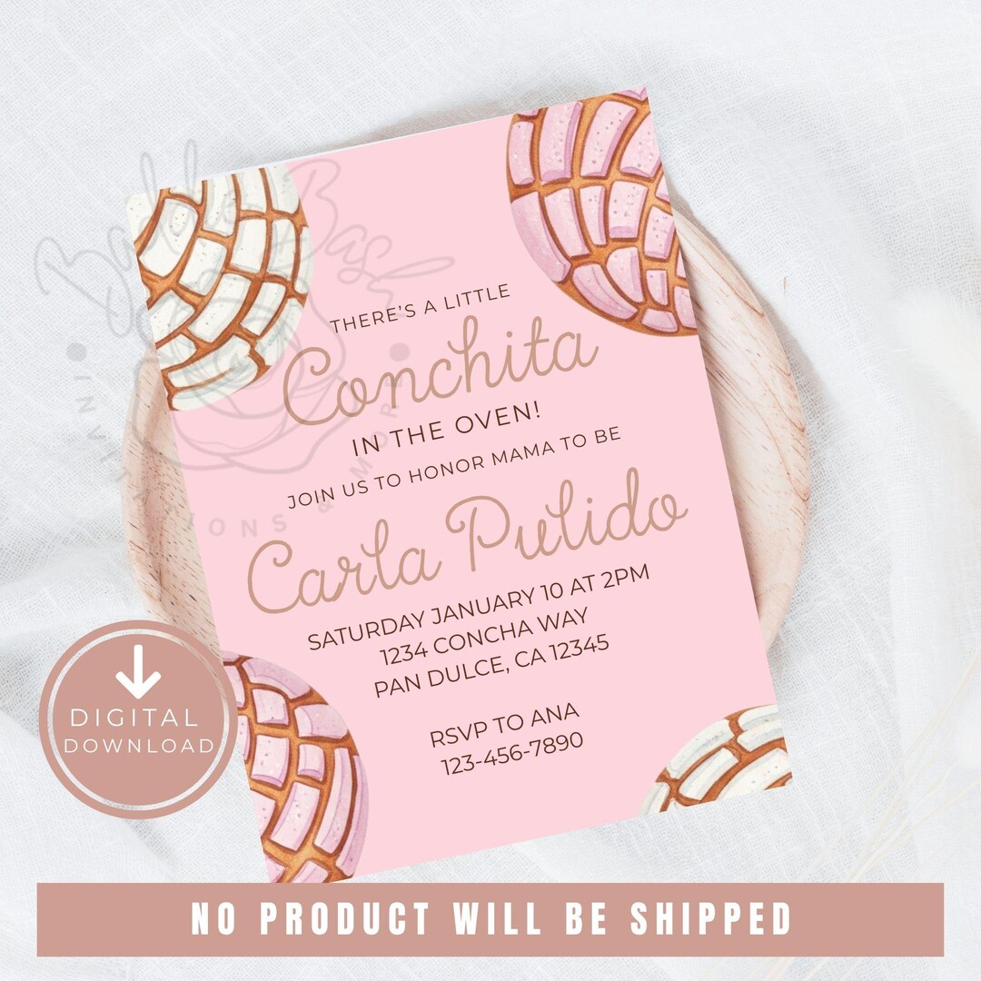 Pink Baby Shower Concha Invitation, Conchita in the Oven Invite, Pan ...