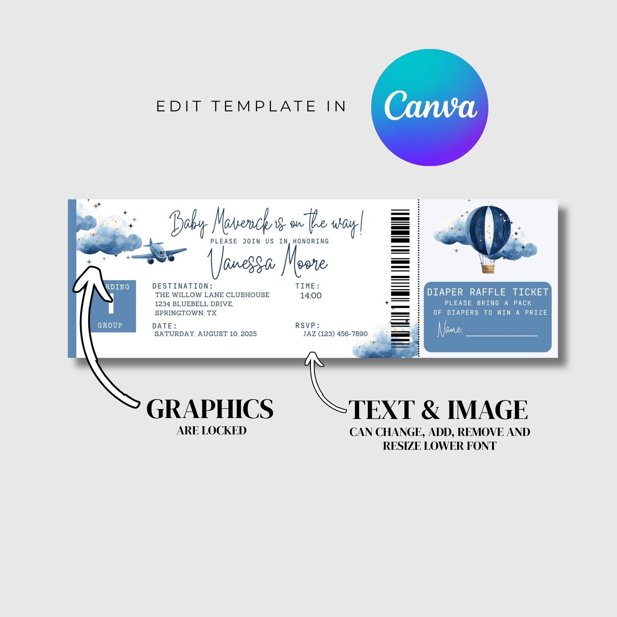 Baby Shower Plane Ticket Invite, Editable Boarding Pass Template, Baby ...