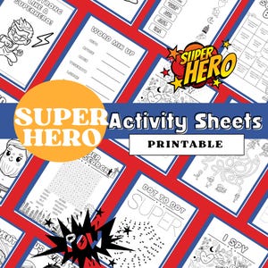 Kids Activity Sheets Super Hero Theme Printable Homeschooling Workbook ...