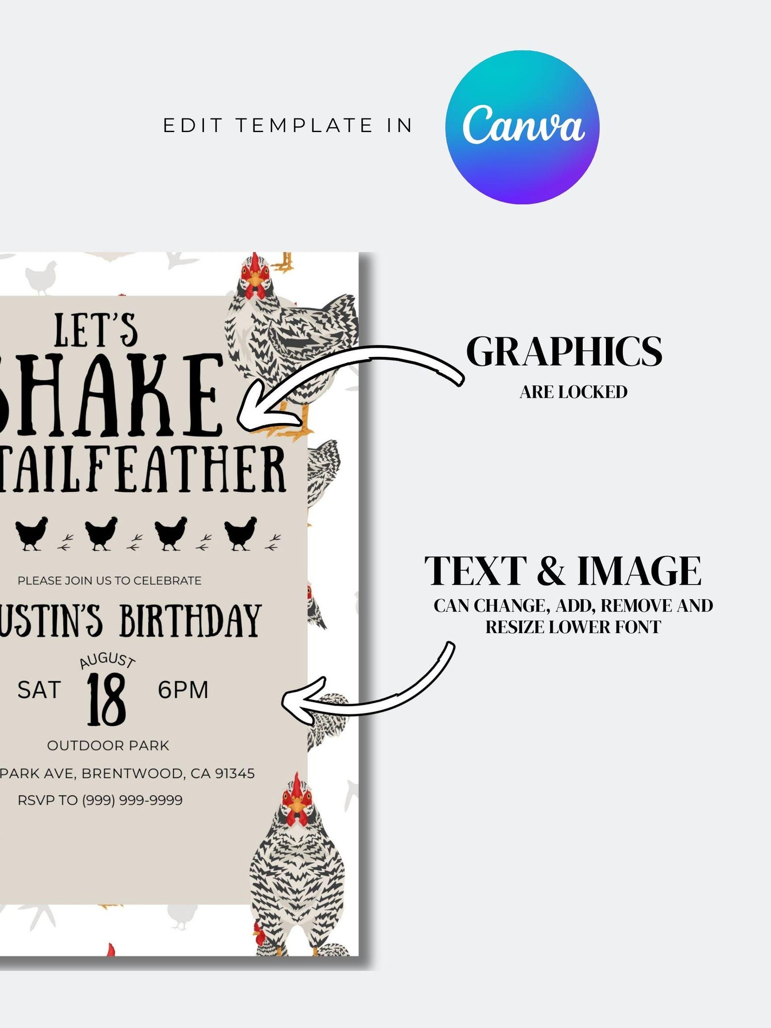 Chicken Birthday Invite Shake a Tail Feather Farm Lover Kids Birthday ...
