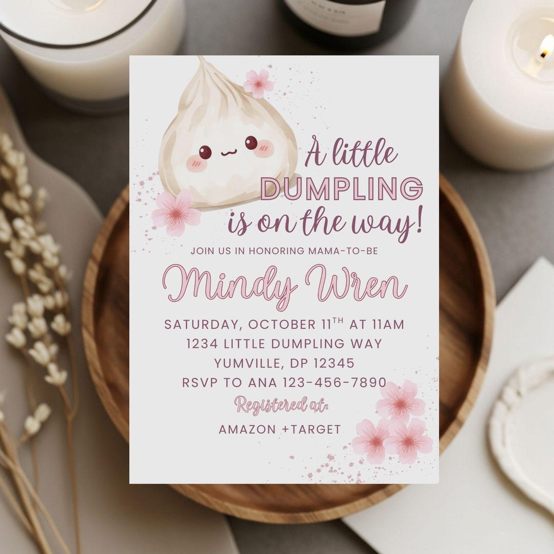 Dumpling Baby Shower Invitation, Little Dumpling Theme Invite, Cute ...