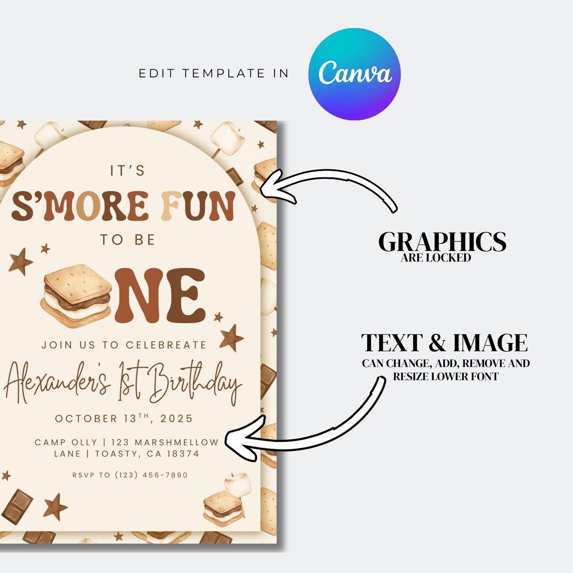 First Birthday Smores Kids Invitation S'mores 1st Birthday Invite ...