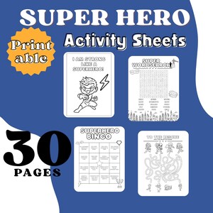 Kids Activity Sheets Super Hero Theme Printable Homeschooling Workbook ...