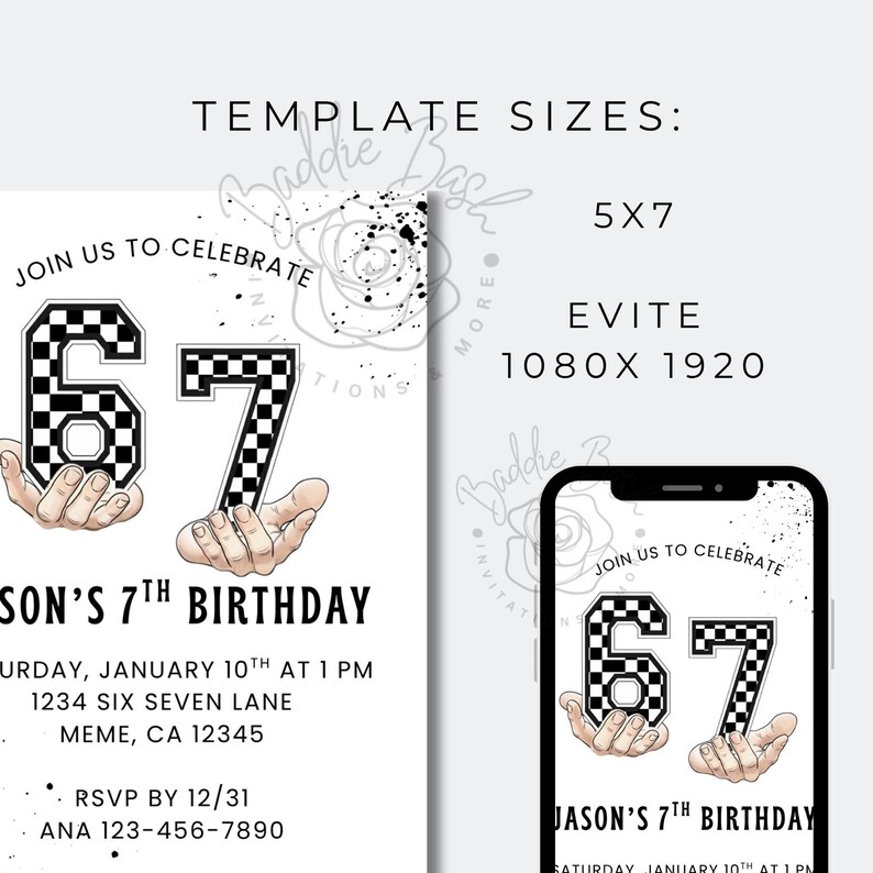 6 7 Birthday Invitation | Six Seven Party Invite | Gen Z | Gen Alpha ...
