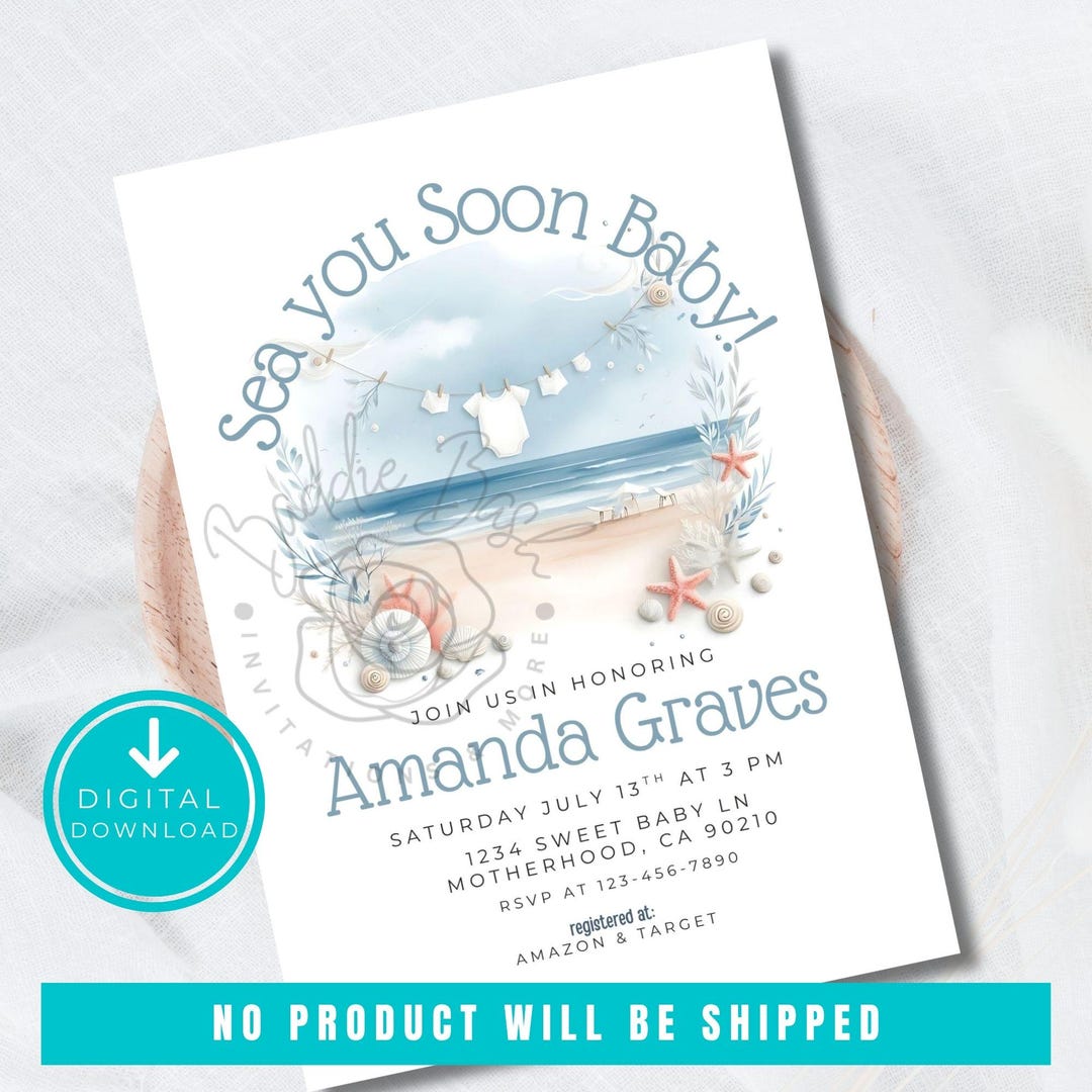 Sea You Soon Baby Shower Invitation, Gender Neutral Sea You Soon Baby ...
