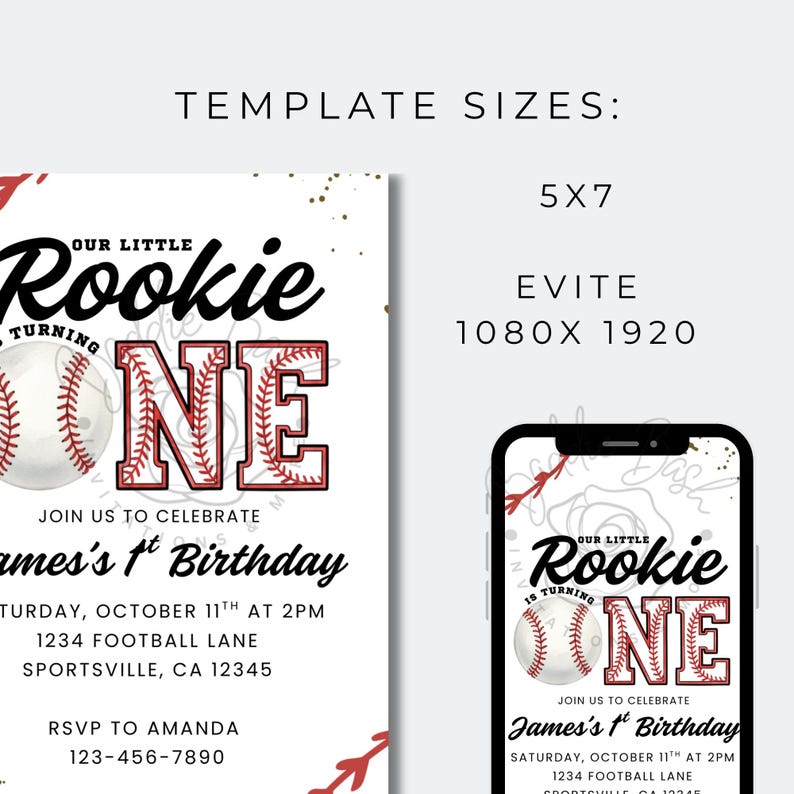 Baseball First Birthday Invitation | Baller Sports Theme | Editable ...