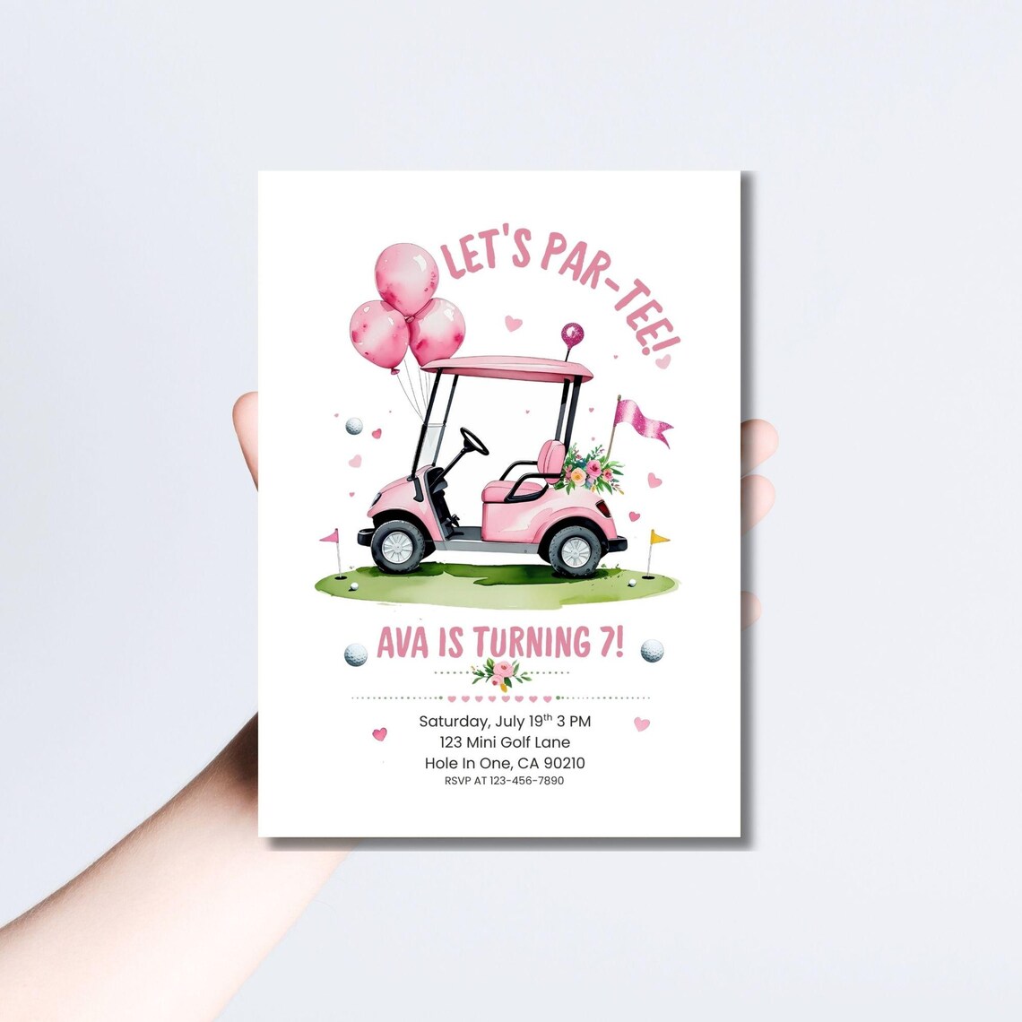 Pink Golf Birthday Girl Invite, Let's Par Tee Golf Party Invite, Hole ...
