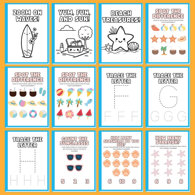 Kids Activity Sheets Summer Beach Theme Printable Homeschooling ...