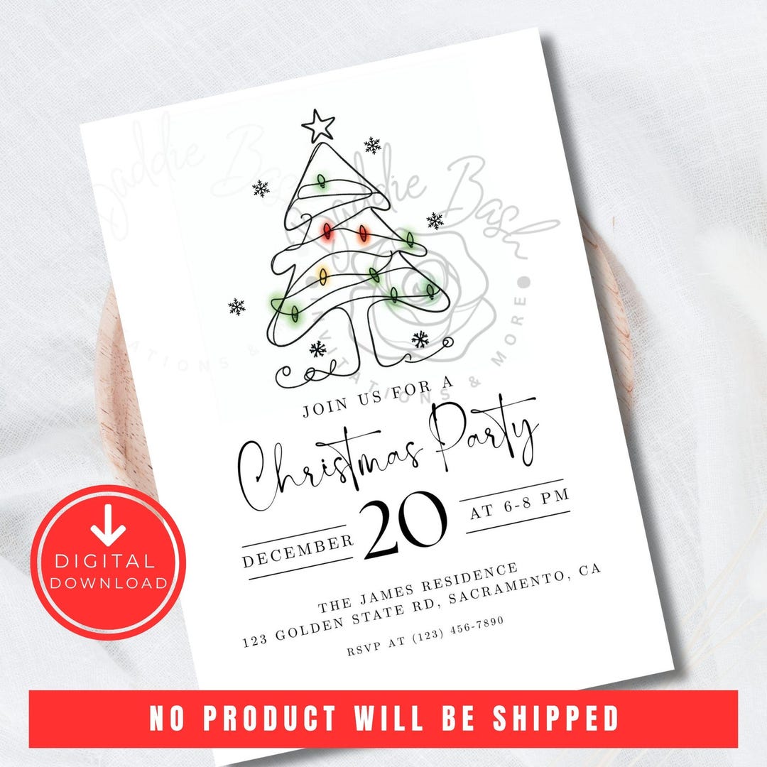 Editable Christmas Party Invitation Template Printable Holiday Party ...