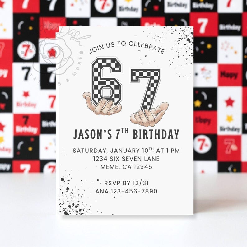 6 7 Birthday Invitation | Six Seven Party Invite | Gen Z | Gen Alpha ...
