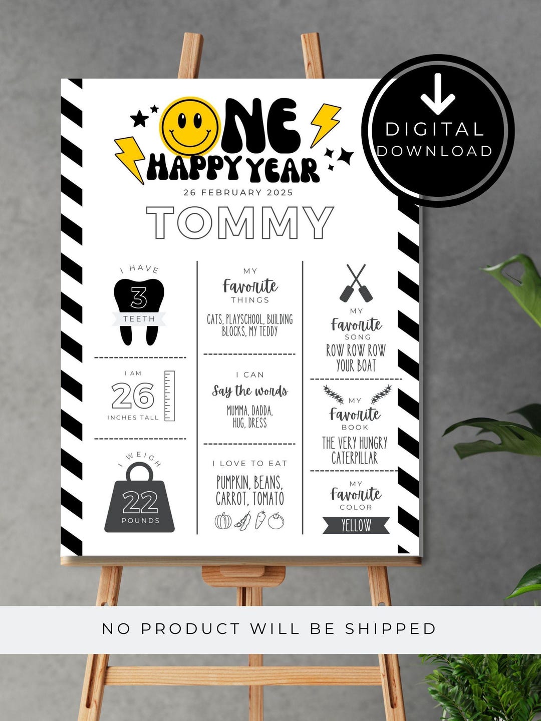 1st Birthday Milestone Sign Retro Printable Babys First Year Poster ...