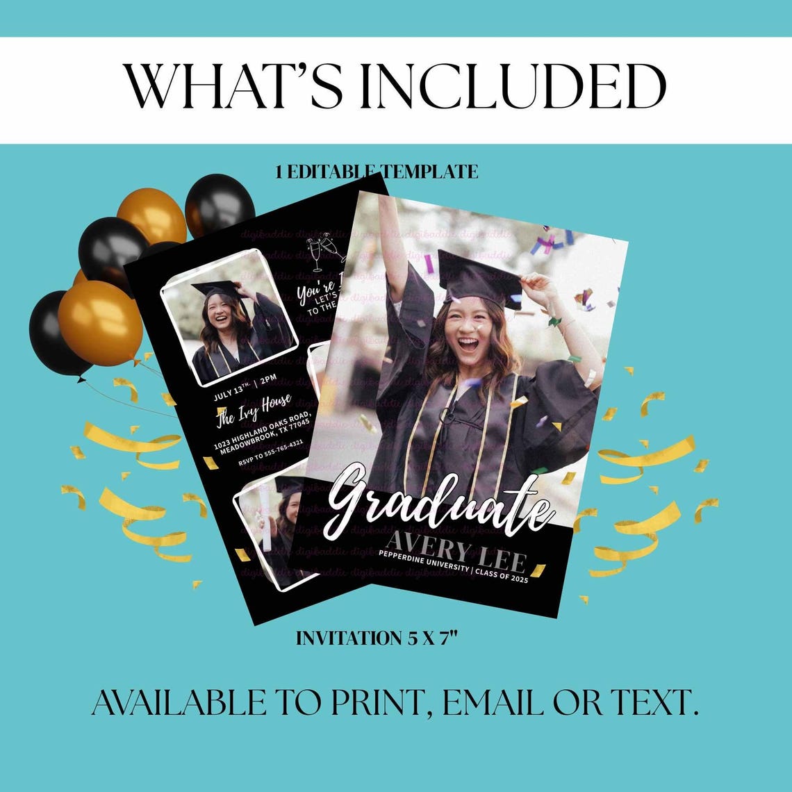 Graduation Invitation Template Class of 2025 Editable Digital Download ...