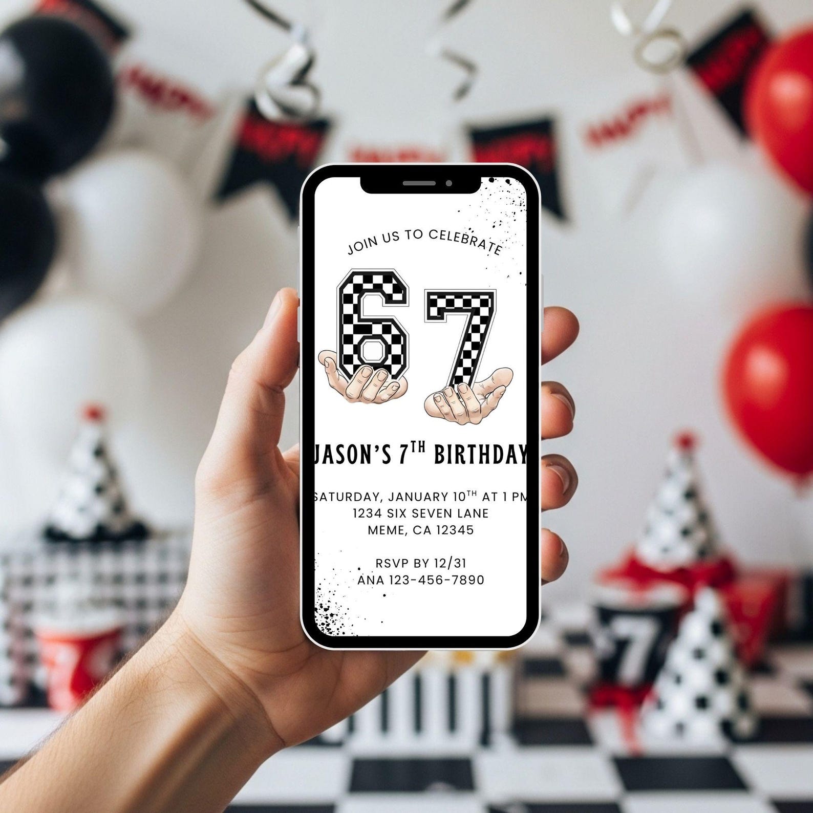 6 7 Birthday Invitation | Six Seven Party Invite | Gen Z | Gen Alpha ...