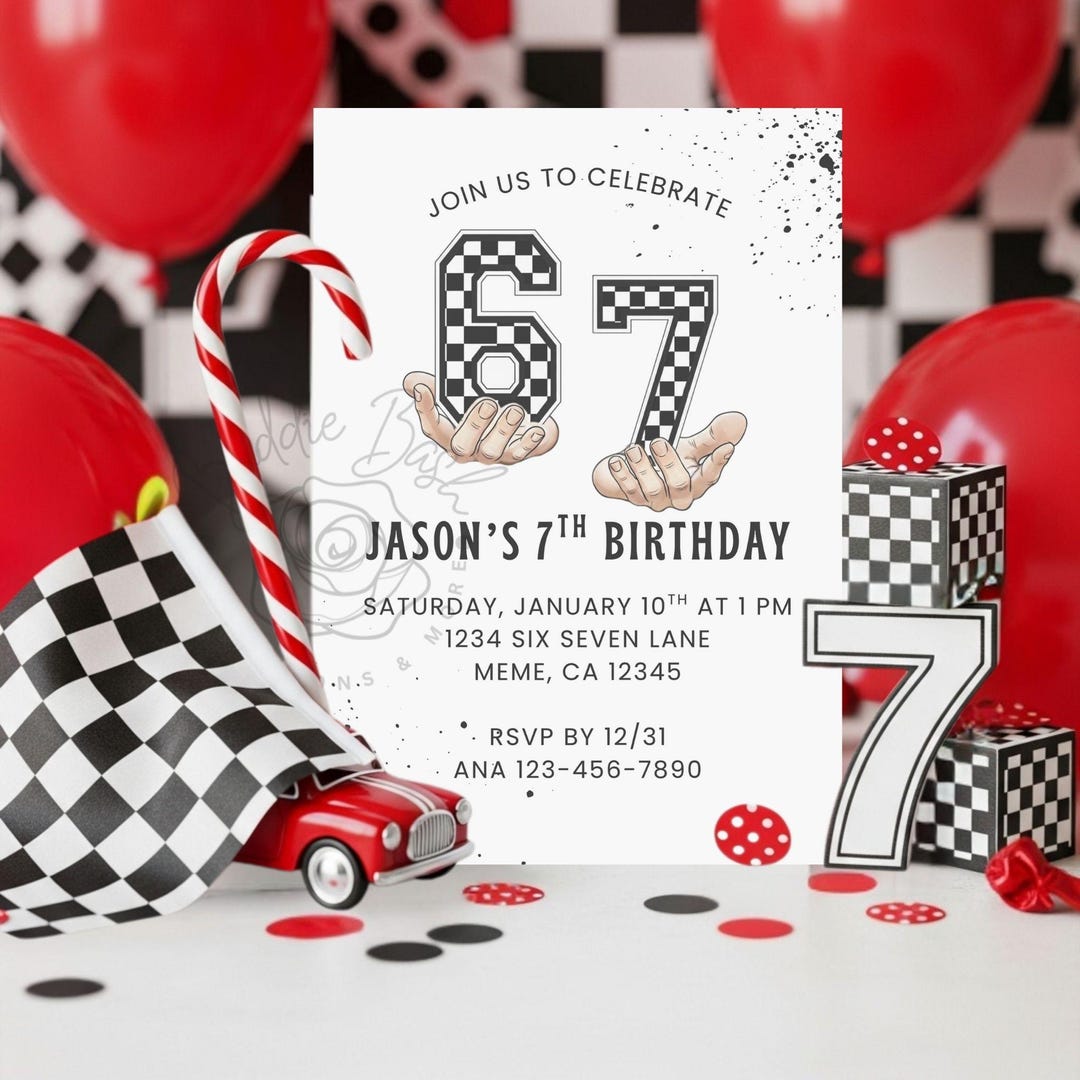 6 7 Birthday Invitation | Six Seven Party Invite | Gen Z | Gen Alpha ...