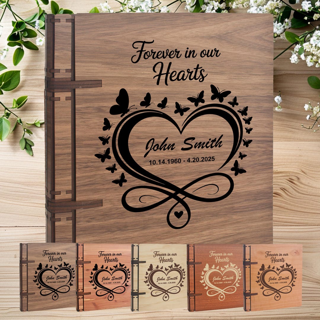 Engraved Memorial Photo Album, Wooden Photo Album, Memorial Gift - Etsy