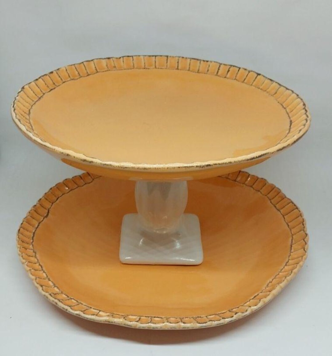 Unique 2 Tier Ceramic Stand Party Serving, Trinkets, Decor Display Home ...